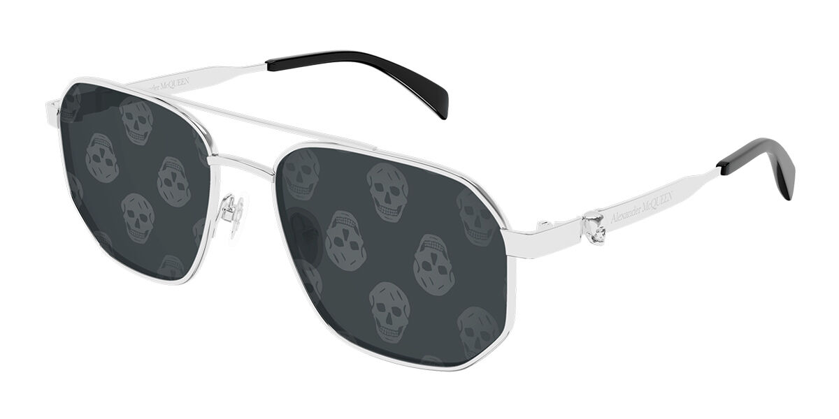 Lentes de Sol Alexander McQueen AM0458S Asian Fit 004 Plateado ...