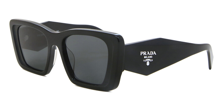 Prada PR 08YSF Symbole Asian Fit 1AB5S0 Cat Eye Black Sunglasses ...
