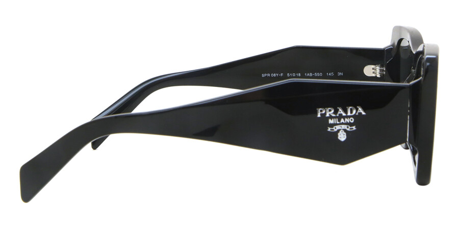 Prada PR 08YSF Symbole Asian Fit 1AB5S0 Cat Eye Black Sunglasses ...