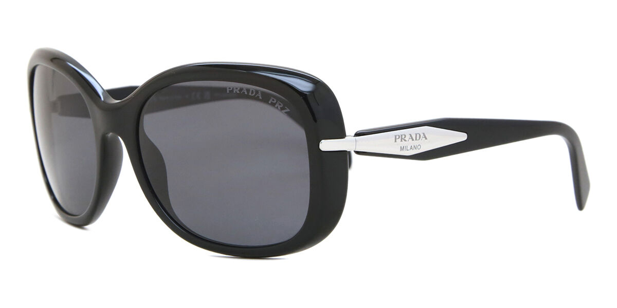 Prada PR 04ZS Polarized 1AB5Z1 Oversized Black Sunglasses | Vision ...