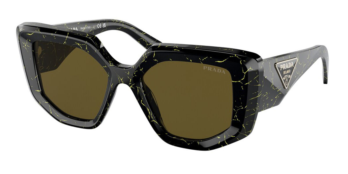 Prada PR 14ZSF Asian Fit 19D01T Sunglasses in Black Yellow Marble ...