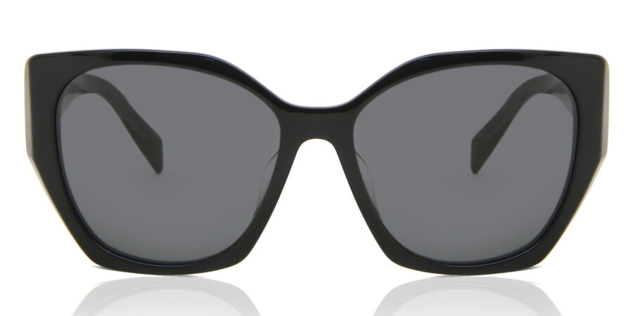 Prada PR 19ZSF Asian Fit 1AB5S0 Cat Eye Black Sunglasses ...