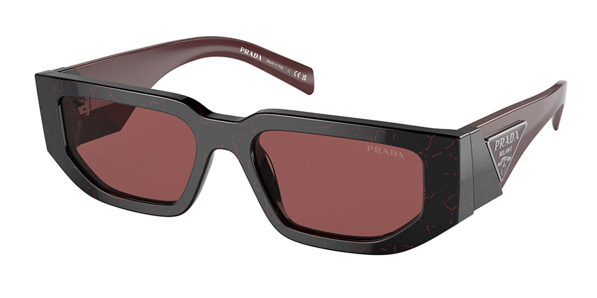 Prada PR 09ZSF Asian Fit 11F08S Sunglasses Black Burgundy Marble ...