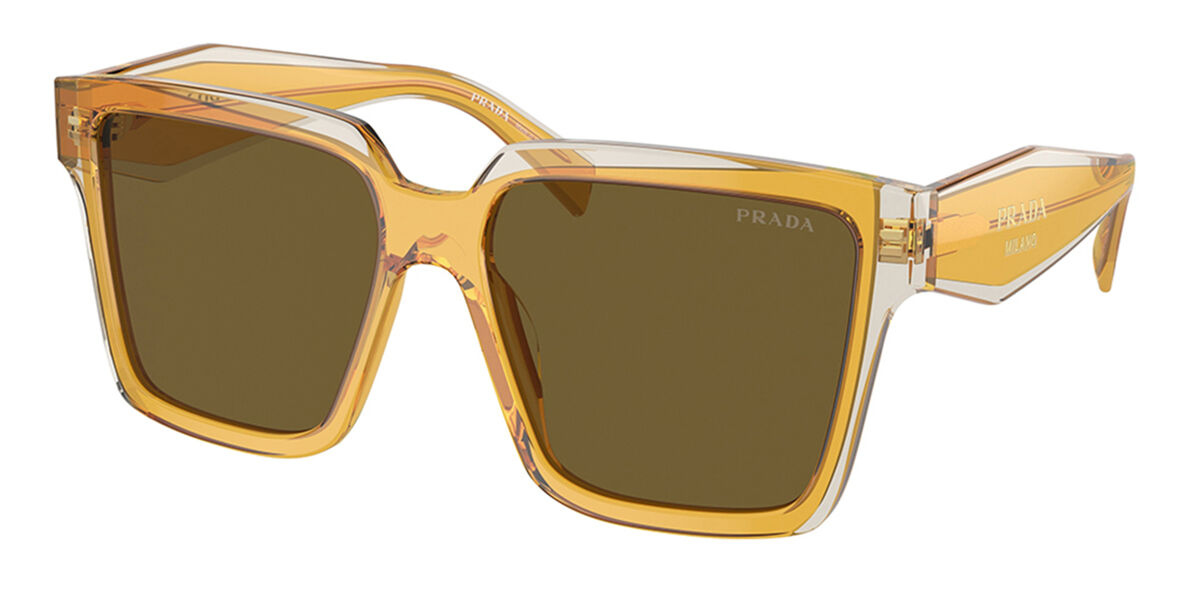 Prada PR 24ZS 14I01T Sunglasses Transparent Orange Grey | VisionDirect ...