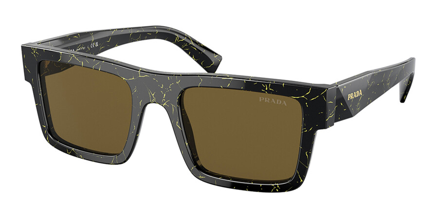 Prada PR 19WS 19D01T Square Black Yellow Marble Sunglasses | Vision ...