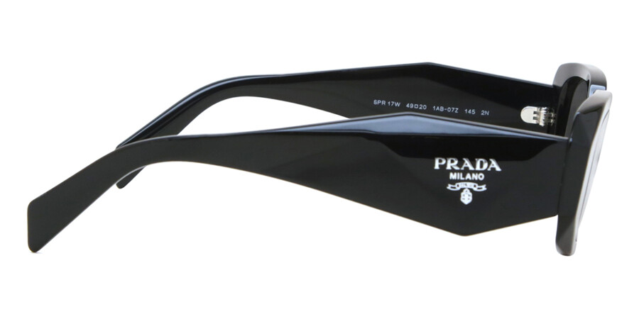 Prada PR 17WS Asian Fit 1AB07Z Rectangle Black Sunglasses ...