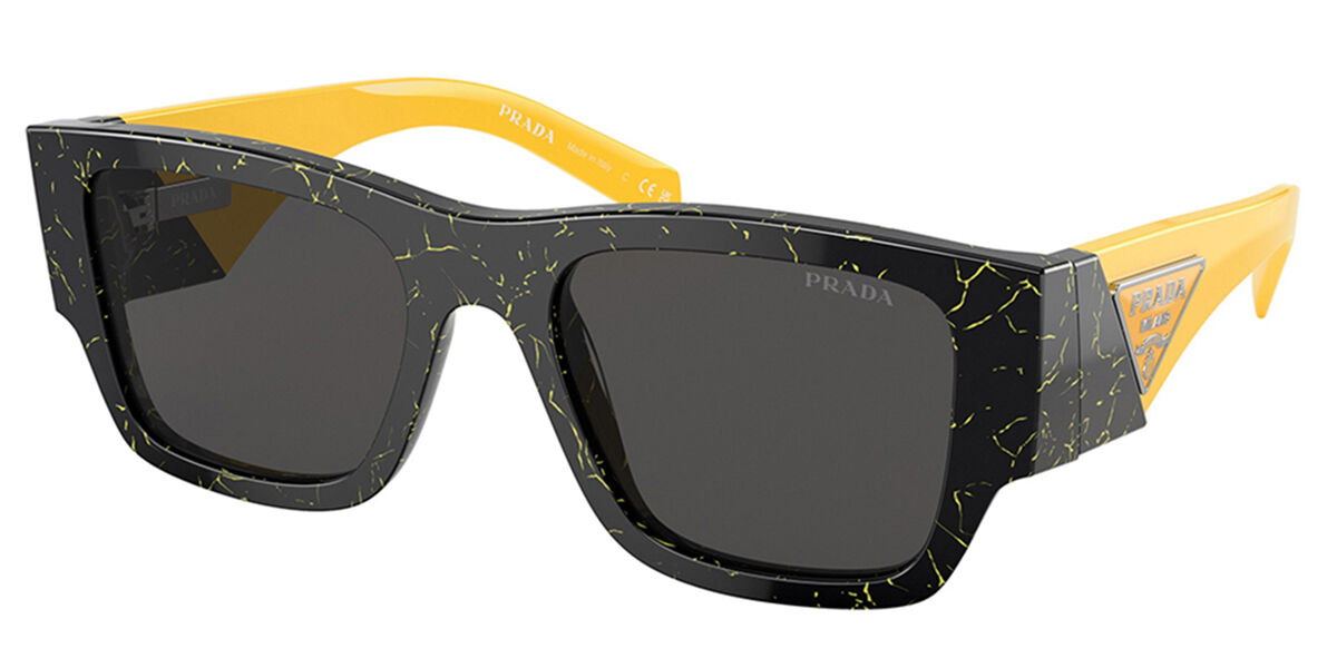 Prada PR 10ZSF Asian Fit 19D5S0 Sunglasses Black Yellow Marble ...