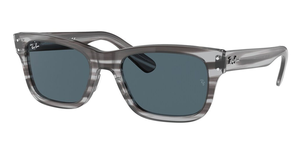 Ray-Ban RB2283 Mr Burbank 1314R5 Square Striped Grey Sunglasses ...