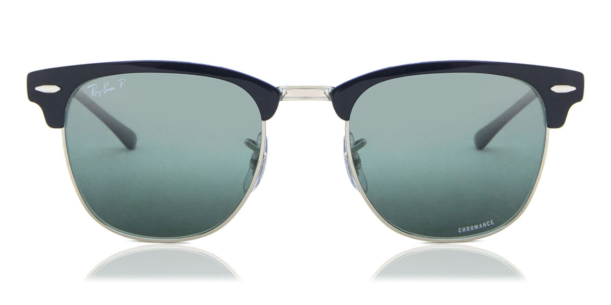 RB3716 Clubmaster Metal sunglasses Blue on Silver | SmartBuyGlasses US