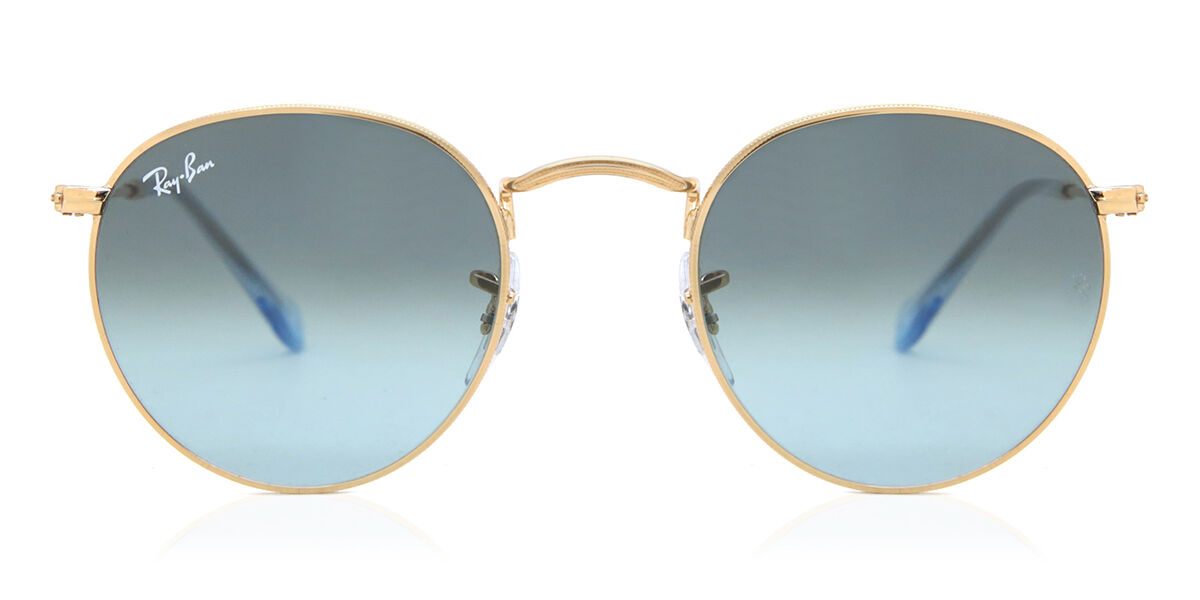 Ray-Ban RB3447 Round Metal Asian Fit 001/3M Sunglasses Gold ...