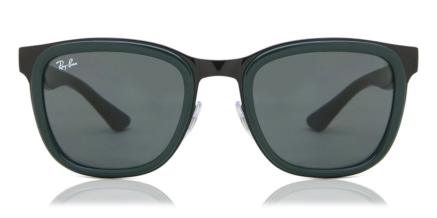 Ray-Ban RB3709 Clyde Asian Fit 002/87 Square Green on Black Sunglasses ...