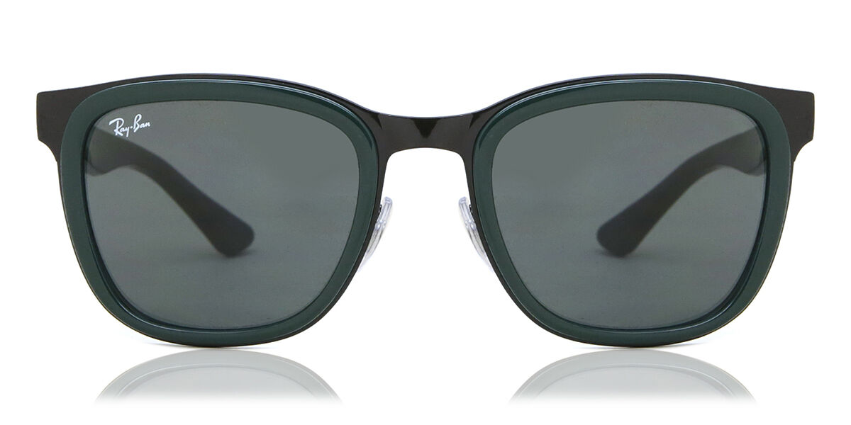 Ray-Ban RB3709 Clyde Asian Fit 002/87 Square Green on Black Sunglasses ...
