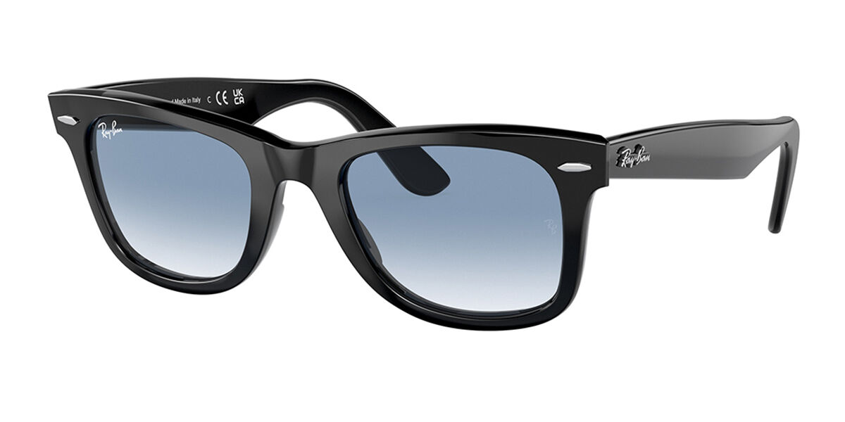 Ray-Ban RB2140F Wayfarer Asian Fit 901/3F Sunglasses in Black | SmartBuyGlasses USA