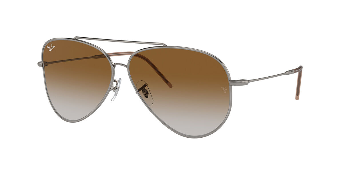 Lunettes de Soleil Ray-Ban RBR0101S Aviator Reverse 004/CB Gris Acier ...