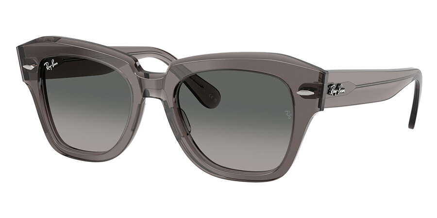 Ray-Ban RB2186 State Street 136971 Square Transparent Grey Sunglasses ...