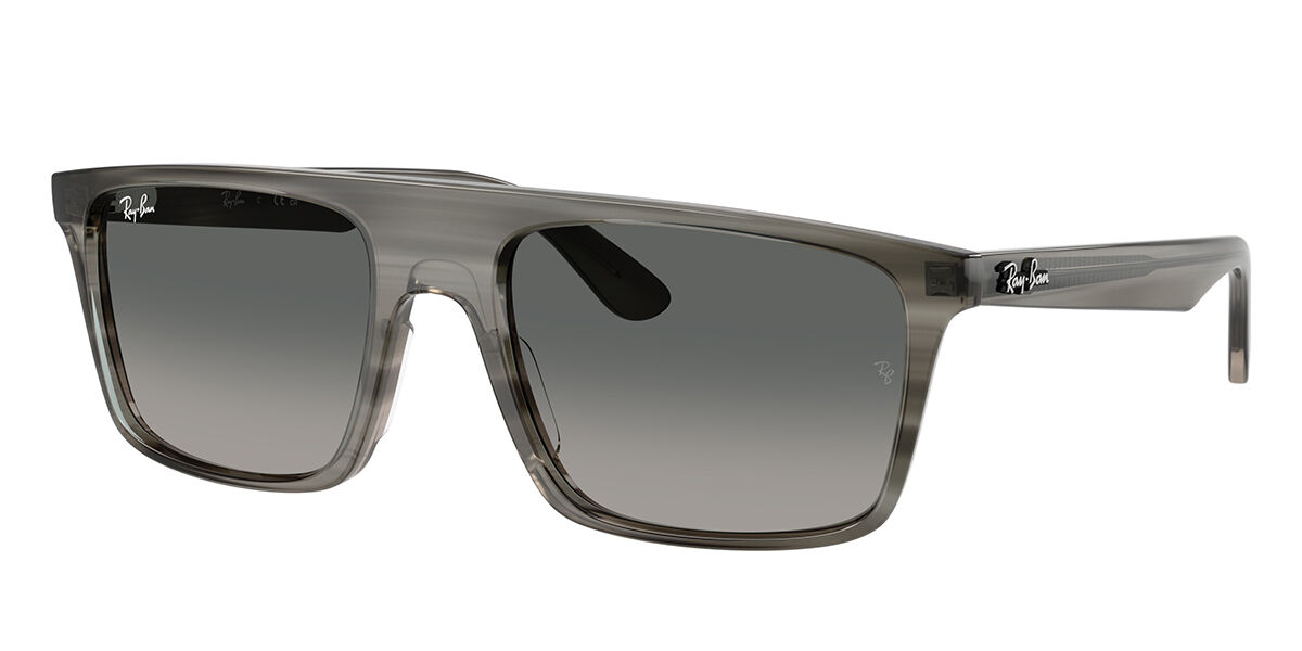 Ray-Ban RB2222F Asian Fit 143871 Rectangle Striped Grey Sunglasses ...