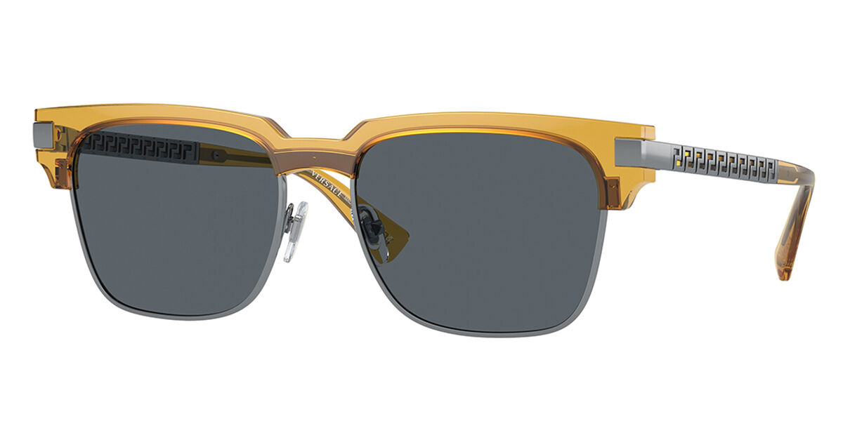 Versace VE4447 541280 Sunglasses Transparent Yellow on Gunmetal | VisionDirect Australia