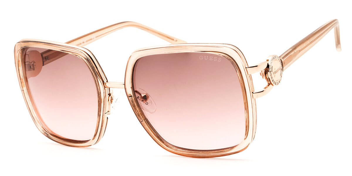 Guess GU00180 57T Square Transparent Beige Brown/Gol Sunglasses ...