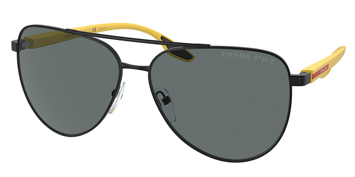 Prada Linea Rossa PS52WS Polarized 08W02G Sunglasses in Black Rubber ...