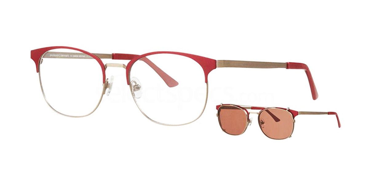 Prodesign 4156 with Clip-On 4021 Glasses Red | VisionDirect Australia