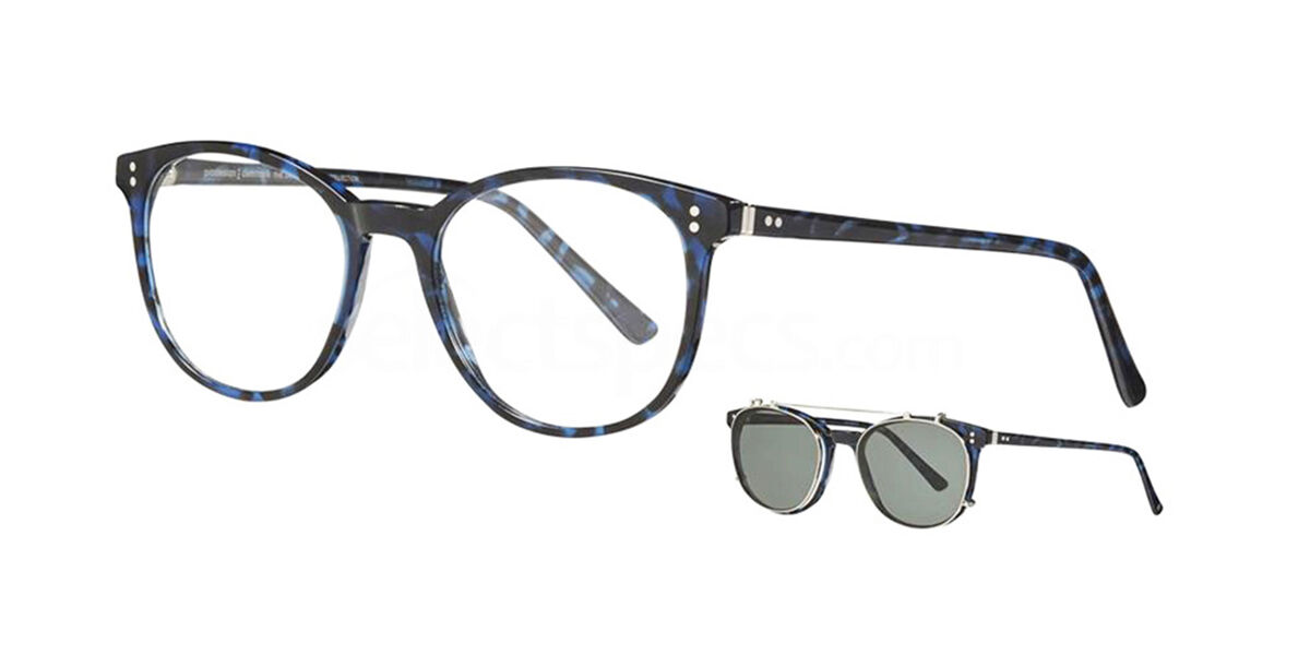Prodesign 4765 with Clip-On 9034 Sunglasses Dark Blue Demi ...