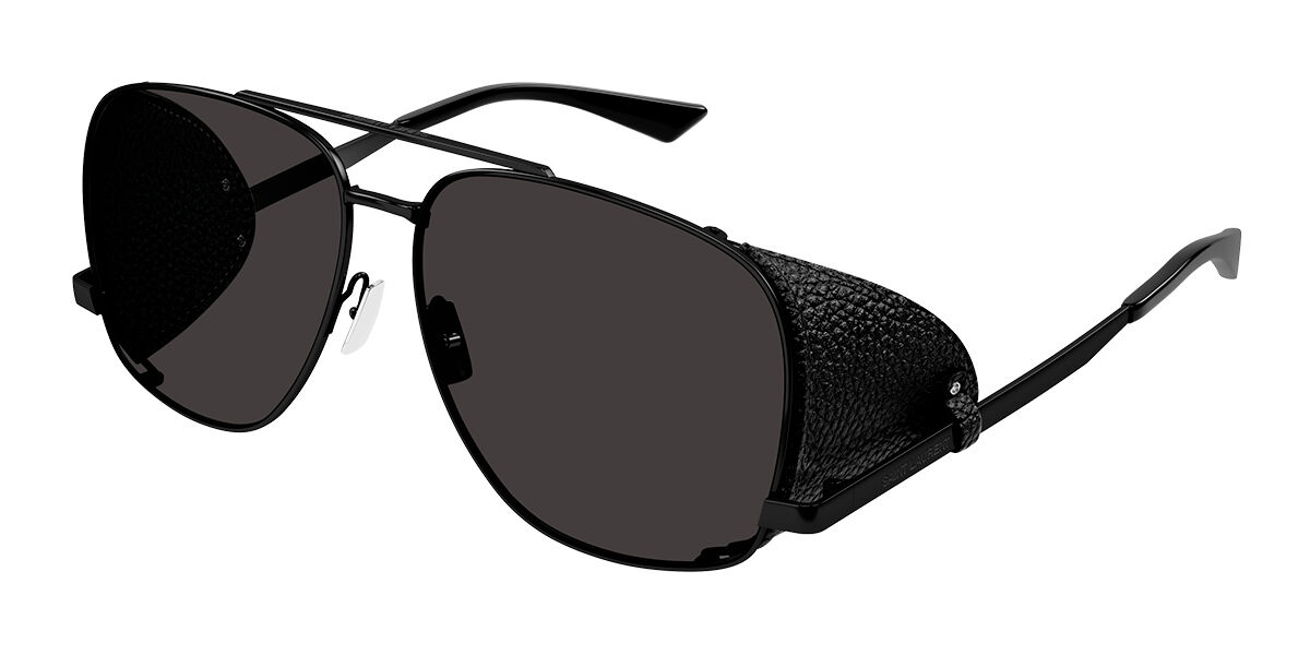 Saint Laurent SL 653 LEON LEATHER SPOILER 002 Sunglasses Black ...