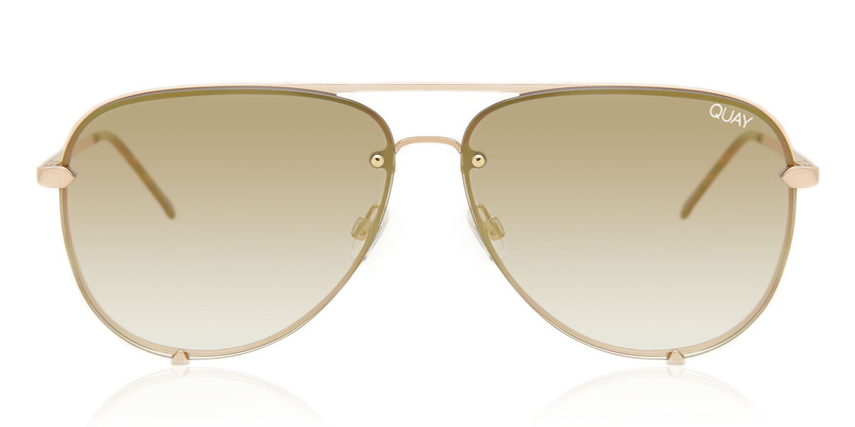 Quay Australia QC-000555 HIGH KEY RIMLESS GLD/BRNFLS Sunglasses in Gold ...