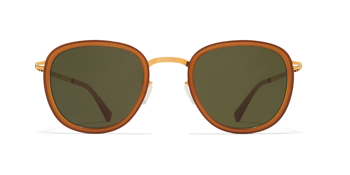 Mykita Helmi 701 Sunglasses in Glossy Gold/Brown Dark Brown ...