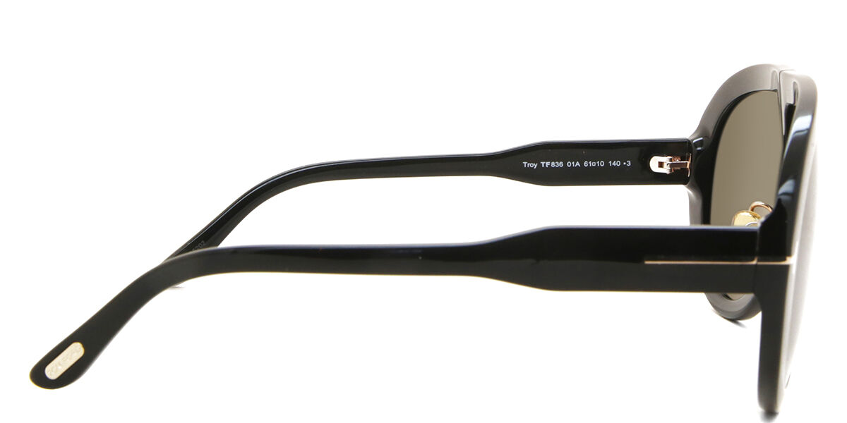 Tom Ford FT0836/S TROY 01A Pilot Shiny Black Sunglasses ...