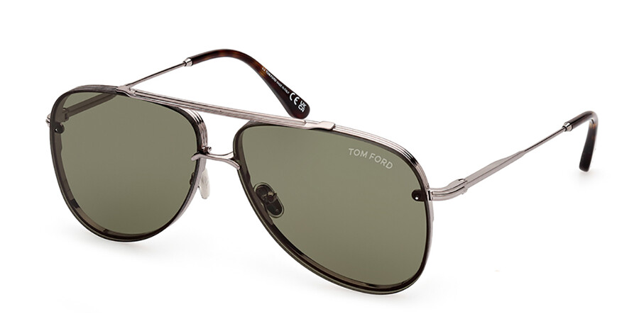 Tom Ford FT1071 LEON 14N Sunglasses in Shiny Light Ruthenium Silver ...