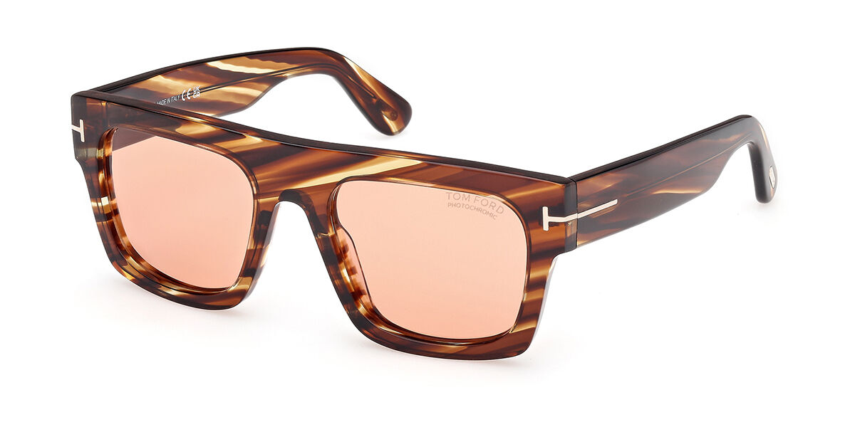 Lentes de Sol Tom Ford FT0711 FAUSTO 53E Striped Dark Brown Tortoise ...
