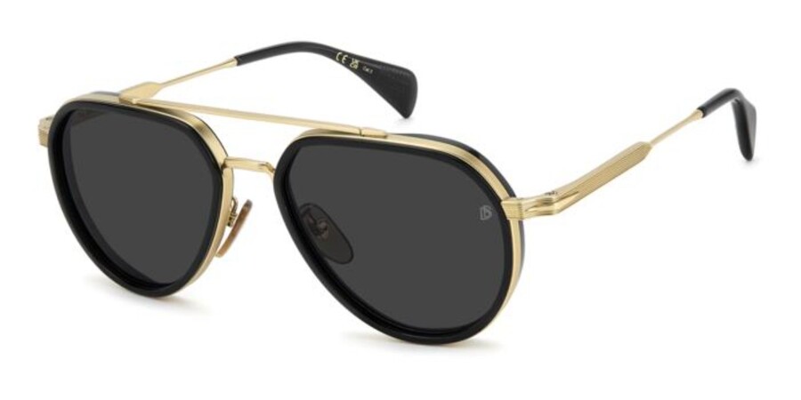 David Beckham DB 1226/G/S Asian Fit RHL/2K Pilot Black/Gold Sunglasses ...