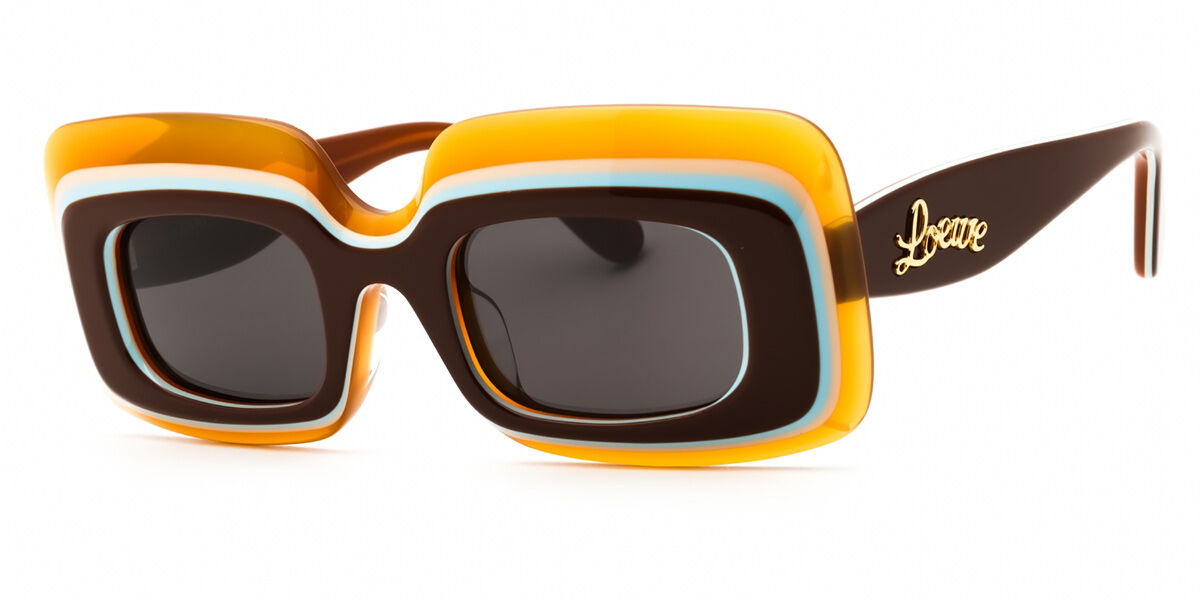 Loewe LW40139U 47A Rectangle Dark Brown On Shiny Light Blue Brown ...