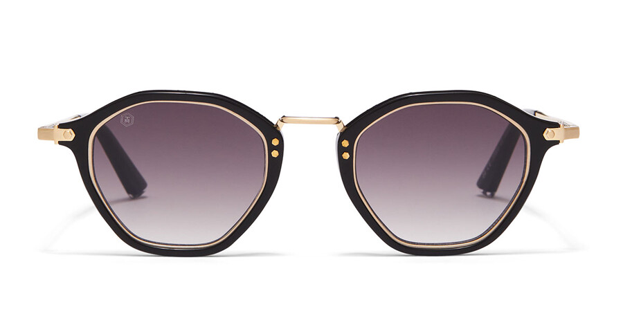 Taylor Morris Hillgate C2 Geometric Shiny Black/Brushed Gold Sunglasses ...