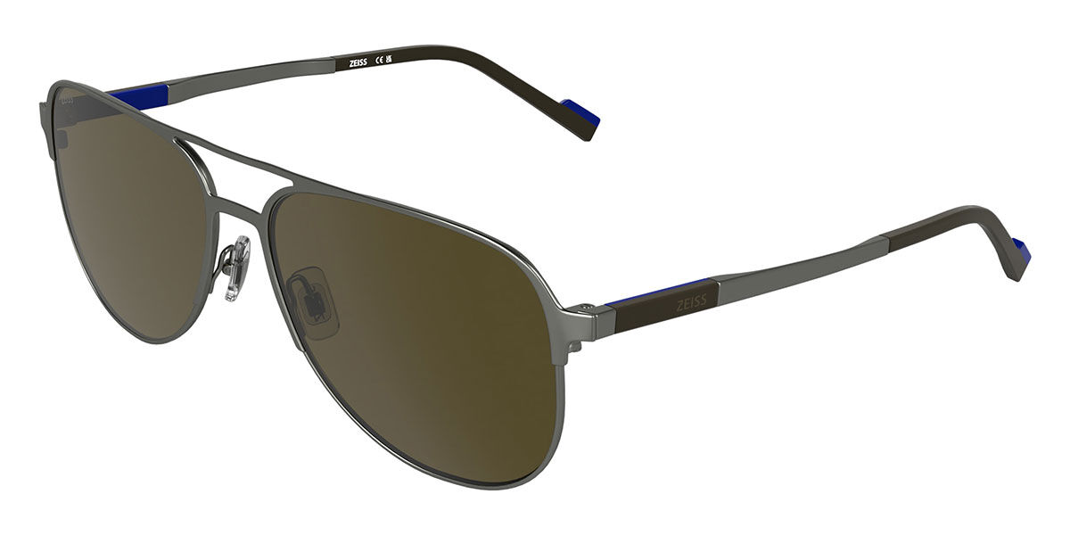 ZS25172S óculos de sol Satin Dark Ruthenium Silver | OculosWorld BR
