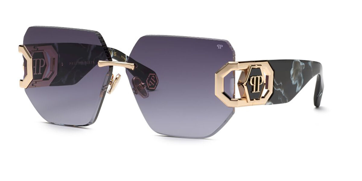 Philipp Plein SPP133 0300 Geometric Rose Gold Total Polished Sunglasses ...