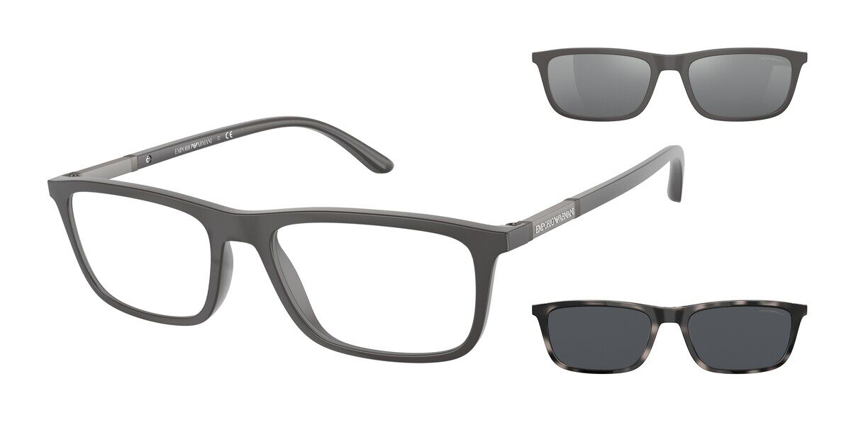 Emporio Armani EA4160 with Clip-On 50881W Sunglasses Matte Blue ...