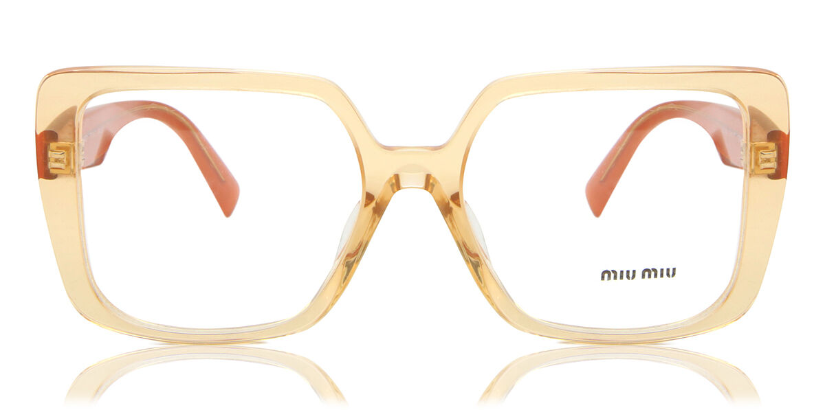 Miu Miu MU06VV 12M1O1 Square Transparent Orange Eyeglasses ...