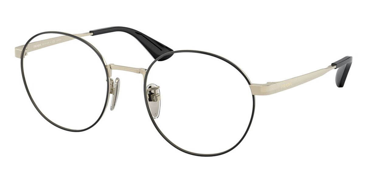 Prada PR 50ZVD Asian Fit AAV1O1 Eyeglasses in Black Pale Gold ...