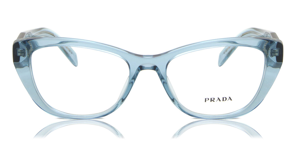 Prada PR 19WV 16J1O1 Eyeglasses in Transparent Teal Blue ...