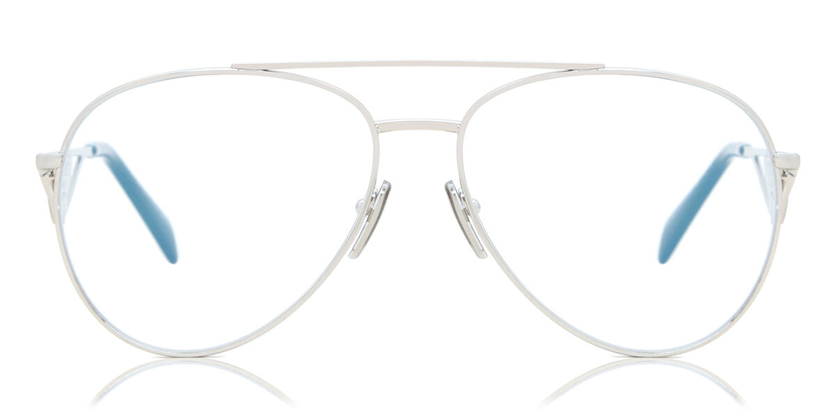 Prada PR 73ZS Asian Fit Blue-Light Block 1BC08N Pilot Silver Eyeglasses ...