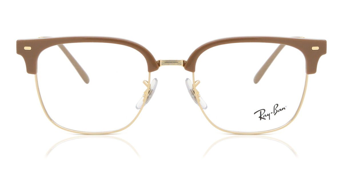 Ray-Ban RX7216 New Clubmaster 8342 Eyeglasses in Beige Brown on Gold ...
