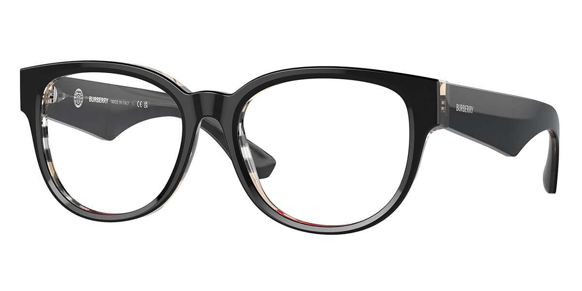 Burberry BE2410 4121 Glasses Black On Vintage Checkered Pattern ...