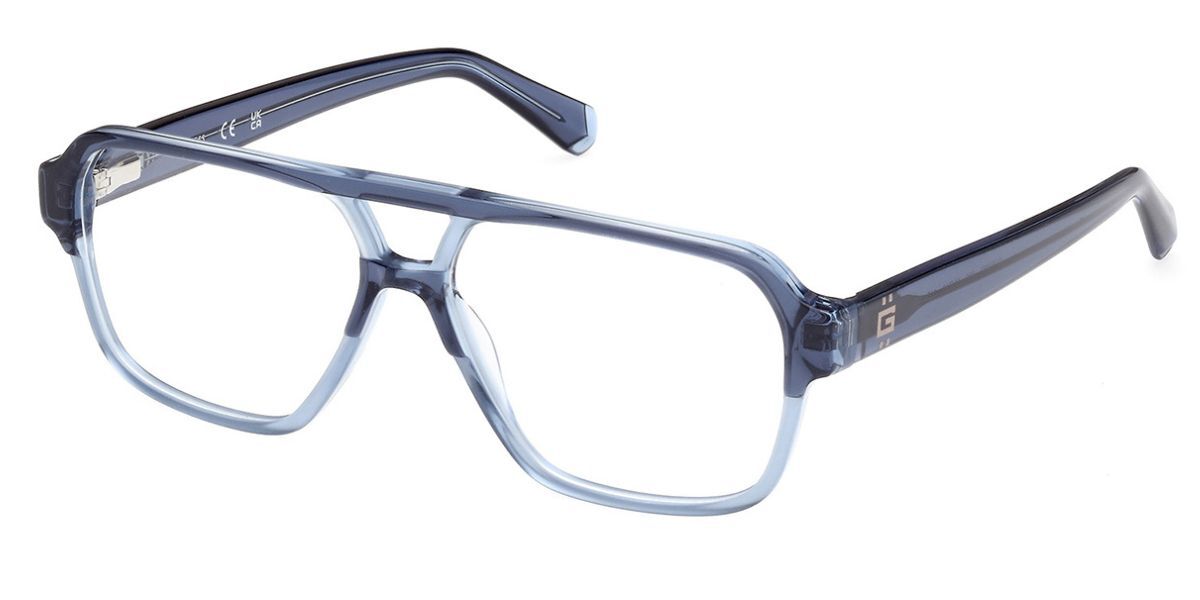 Guess GU50093 092 Pilot Transparent Blue Eyeglasses | Vision Direct ...