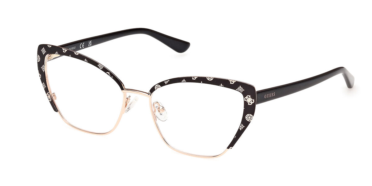 Guess GU50122 005 Cat Eye Pattern Matte Black/Gold Eyeglasses | Vision ...
