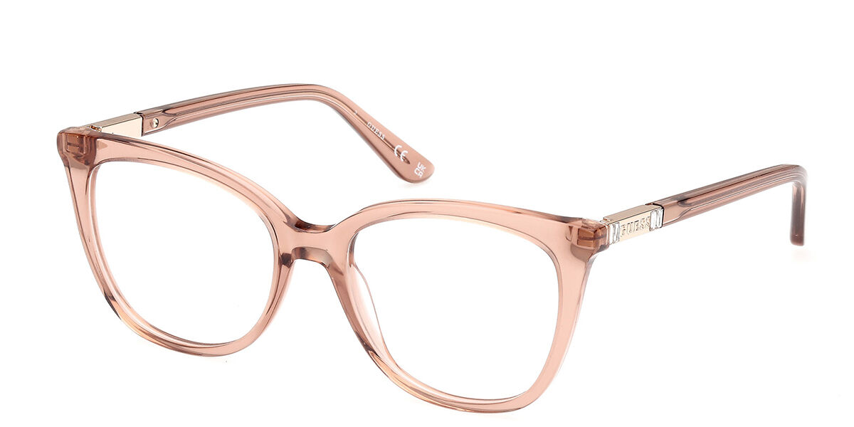 Guess GU50197 057 Glasses Shiny Transparent Beige Brown | VisionDirect ...