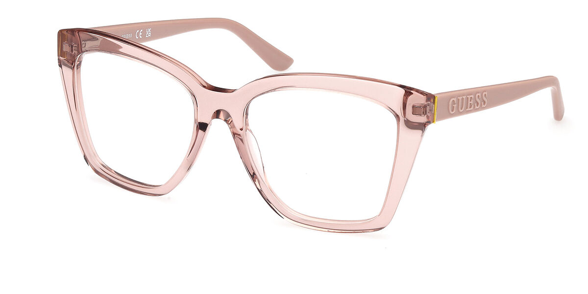 Guess GU50173 057 Square Shiny Transparent Beige Brown Frame Eyeglasses ...