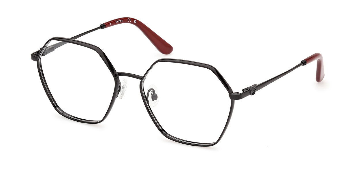Guess GU50184 001 Geometric Shiny Black Frame Eyeglasses | Vision ...