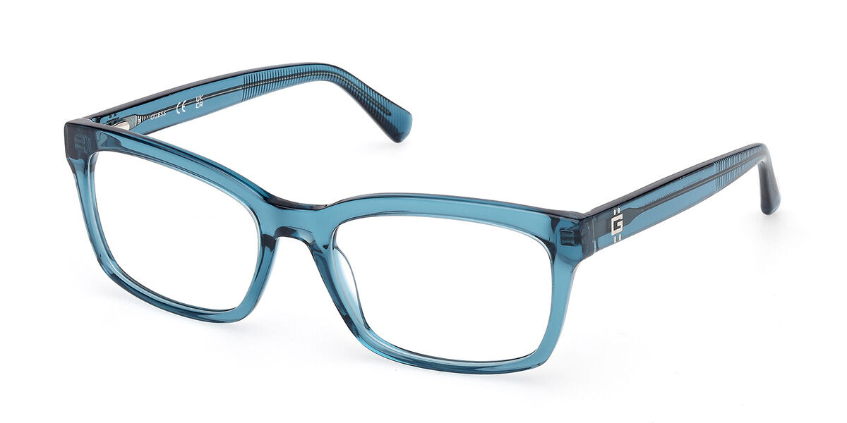 Guess GU50252 087 Rectangle Transparent Turquoise Blue Eyeglasses ...