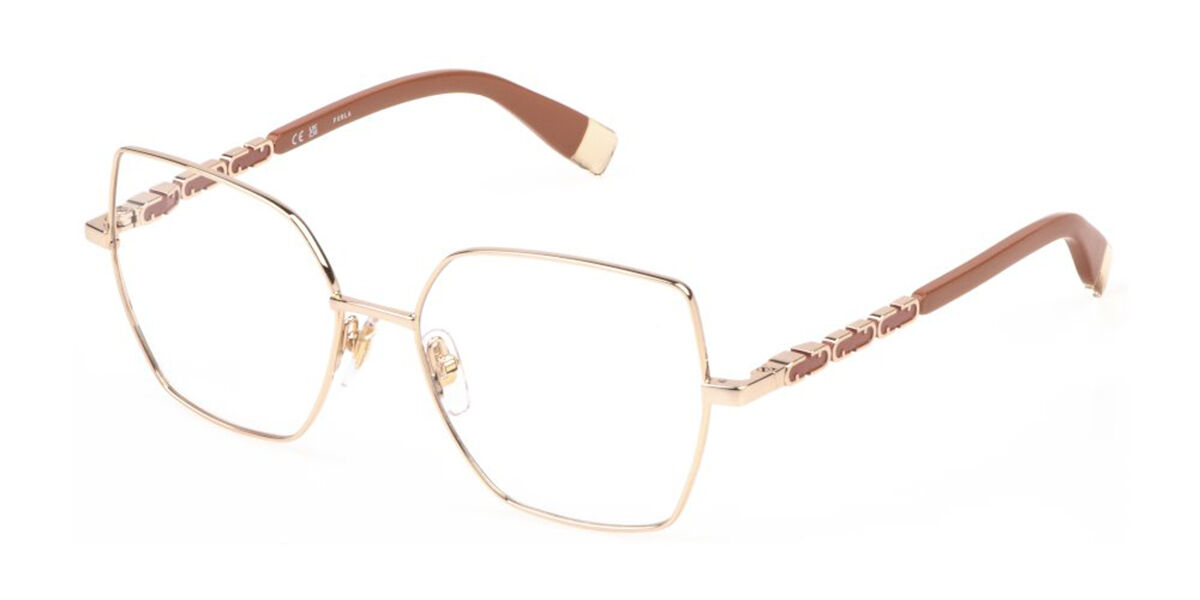 Furla VFU835 300K Square Shiny Rose Gold Eyeglasses | SmartBuyGlasses ...